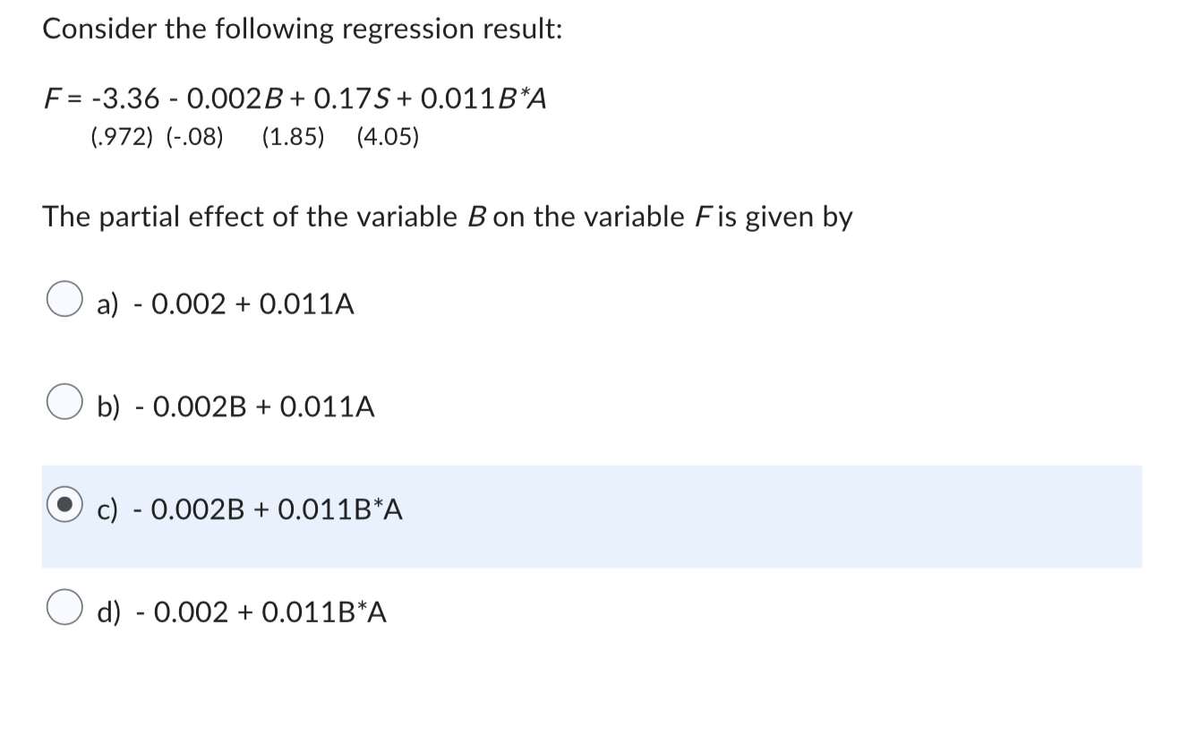 Solved Consider the following regression | Chegg.com