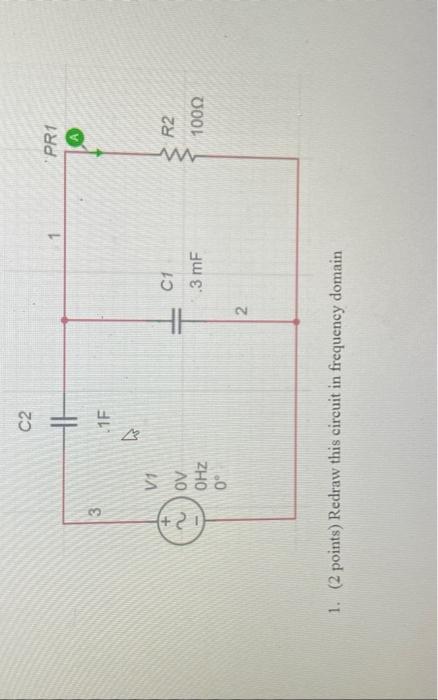 1. ( 2 points) Redraw this circuit in frequency | Chegg.com