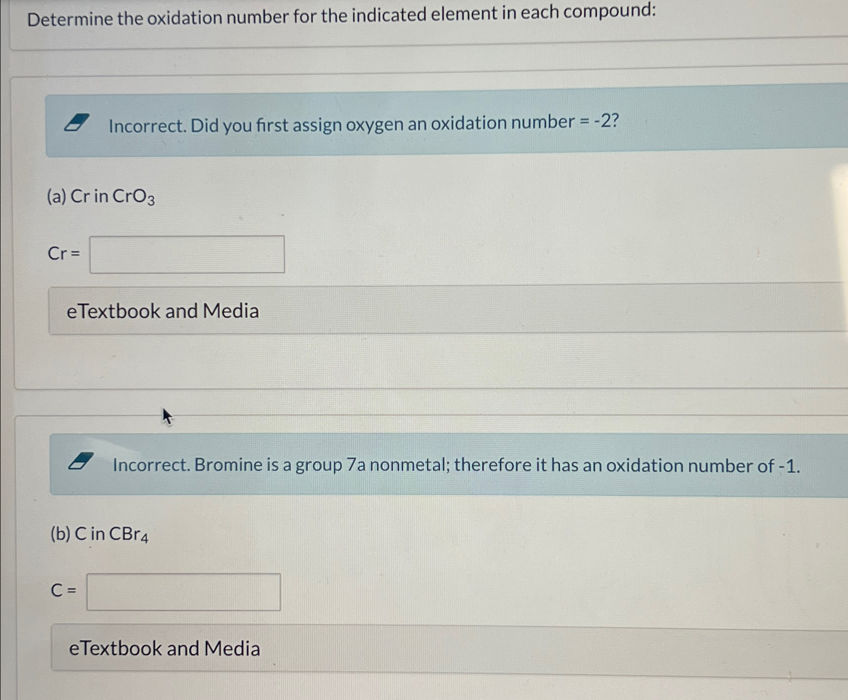 Solved Determine the oxidation number for the indicated | Chegg.com
