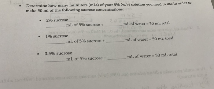 Solved Determine how many milliliters (mLs) of your 5% (w/v) | Chegg.com