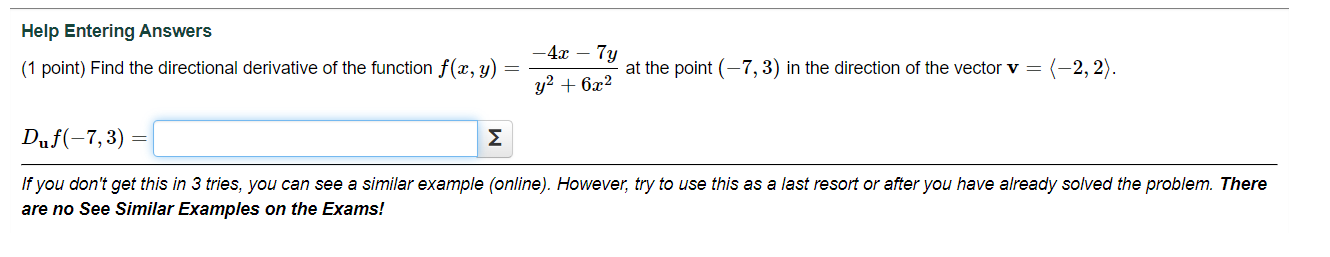Solved Help Entering Answers(1 ﻿point) ﻿Find the directional | Chegg.com