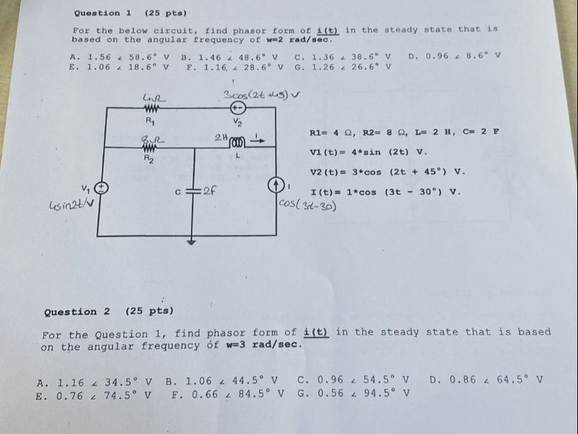 Solved Question 1 (25 ﻿pta)For the below circuit, find | Chegg.com