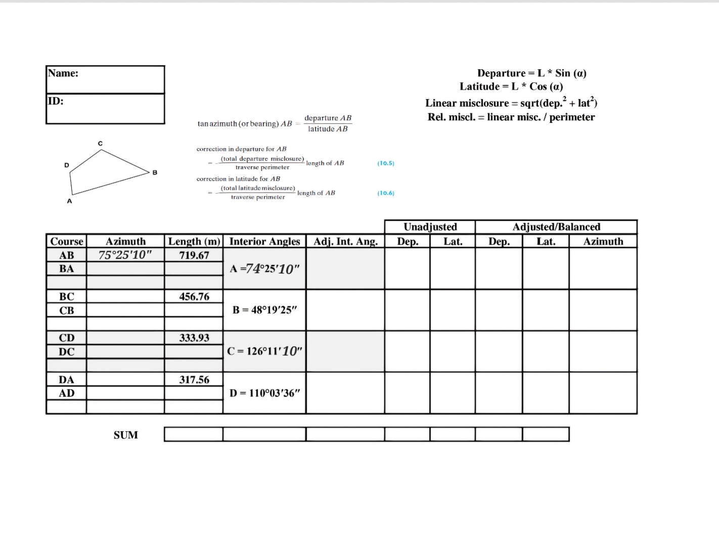 Solved help complete the tabletan azimuth (or | Chegg.com