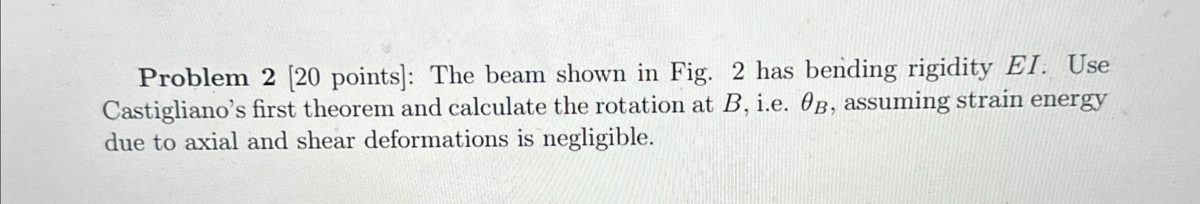 Solved Problem 2 [20 ﻿points]: The beam shown in Fig. 2 ﻿has | Chegg.com