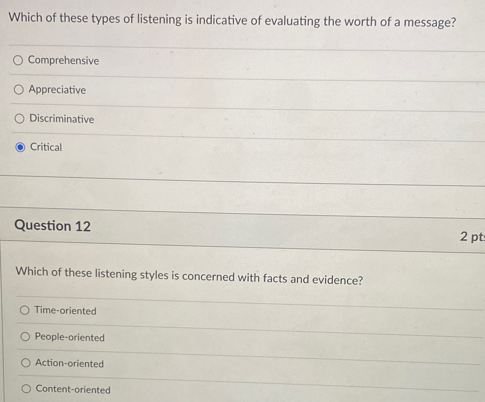 Solved Which of these types of listening is indicative of | Chegg.com