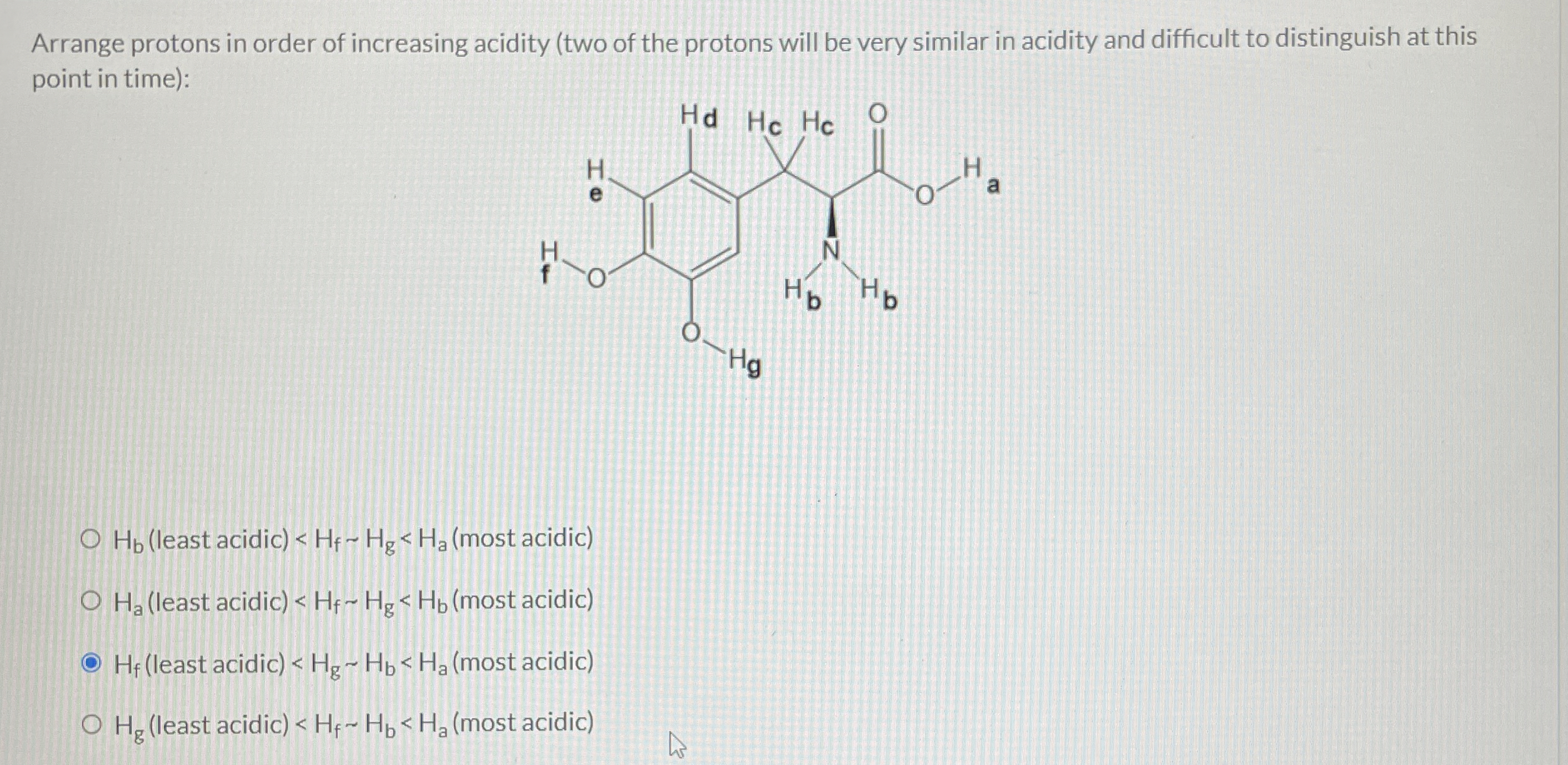 Solved Arrange protons in order of increasing acidity (two | Chegg.com