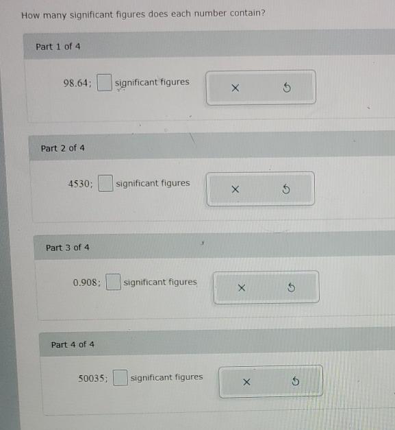 Solved How many significant figures does each number | Chegg.com