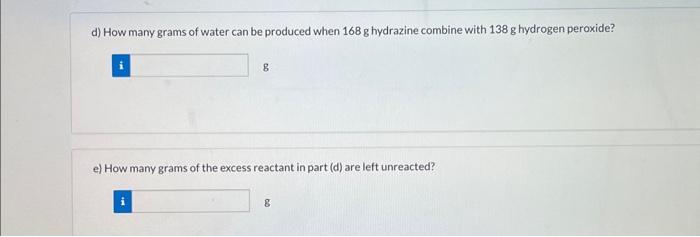 Solved Hydrazine (N2H4) and hydrogen peroxide (H2O2) have | Chegg.com