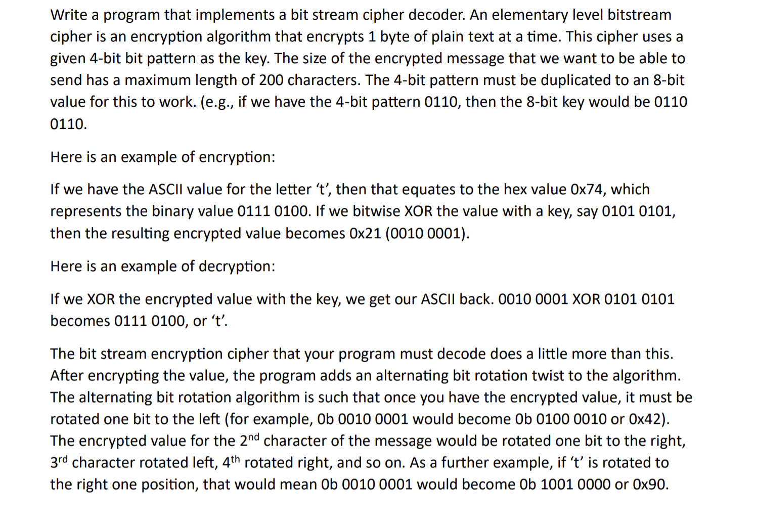 Solved Write a program in C that implements a bit stream | Chegg.com