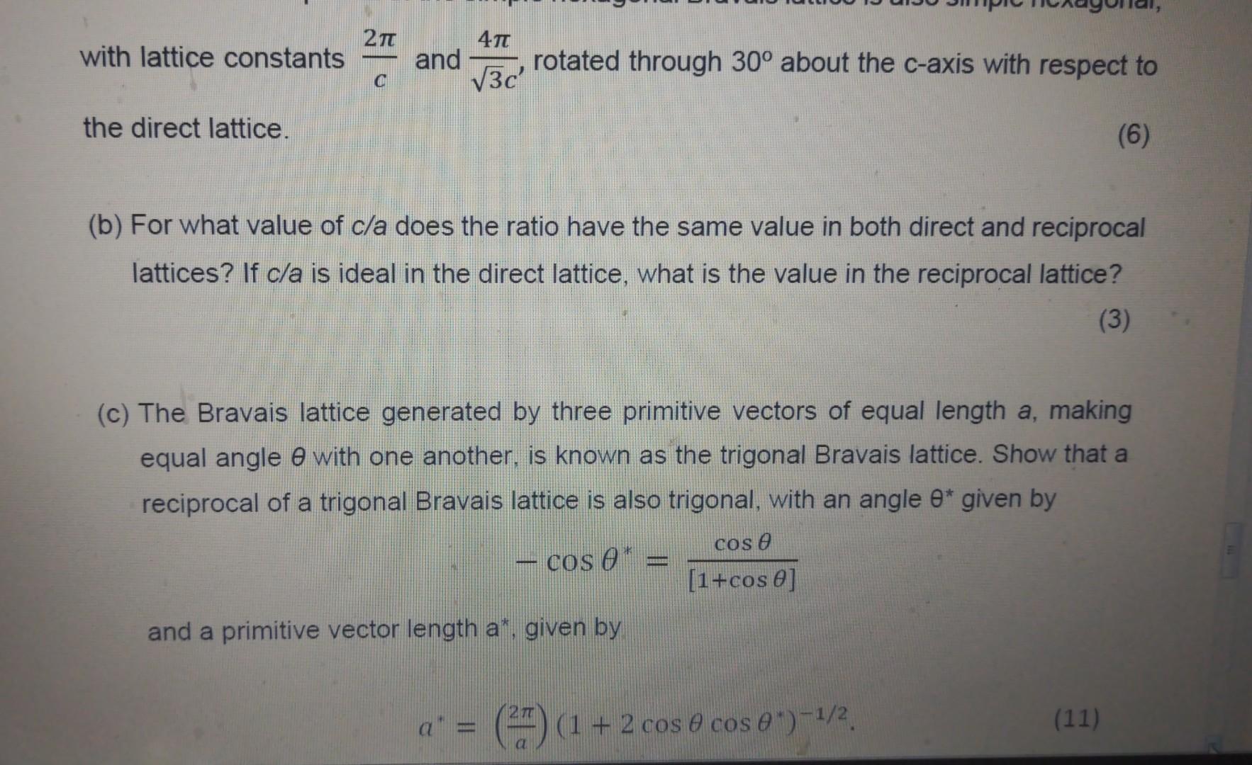 Solved 7. (a) Using the primitive vectors given in the | Chegg.com
