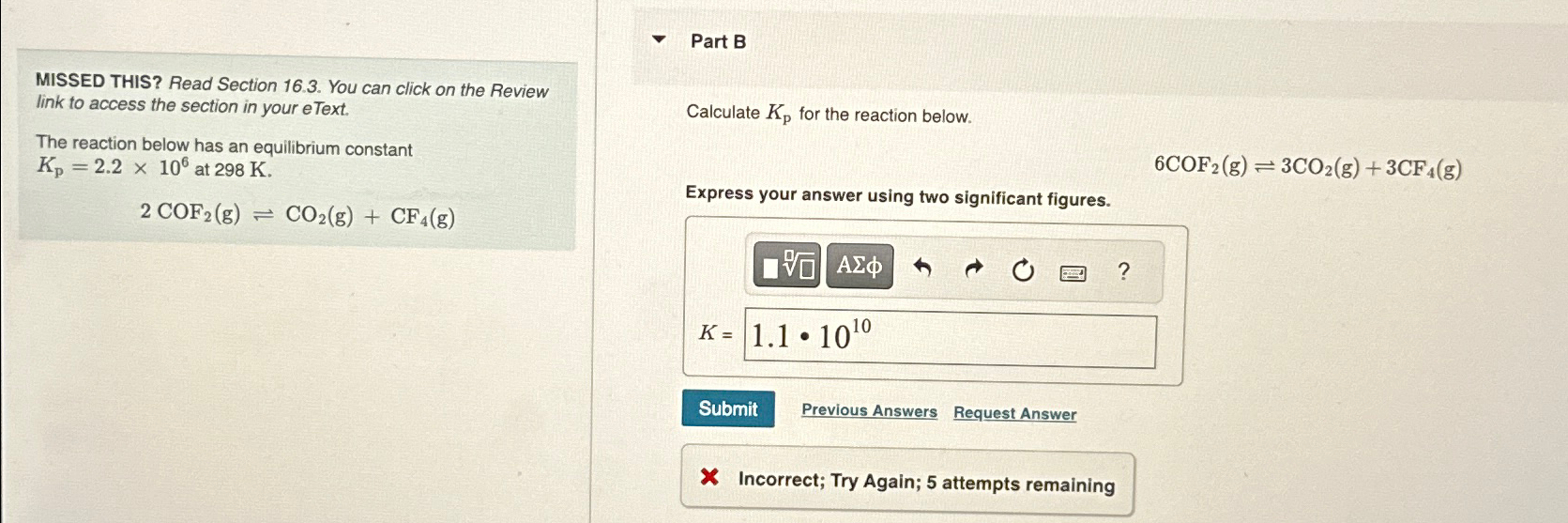 Solved Part BMISSED THIS? Read Section 16.3. ﻿You can click | Chegg.com