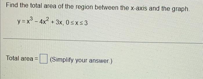 Solved Find the total area of the region between the x-axis | Chegg.com