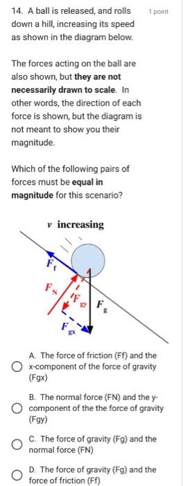 Solved 14. A ball is released, and rolls 1 point down a | Chegg.com