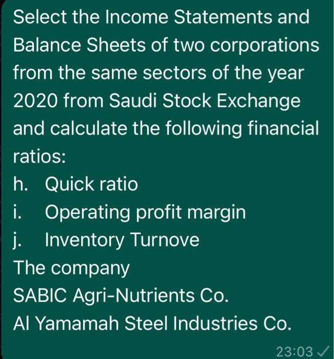 Solved Select the Income Statements and Balance Sheets of | Chegg.com