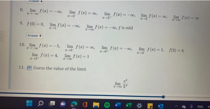 Solved 9. f(0)=0,limx→1f(x)=−∞,limx→∞f(x)=−∞,f is odd 10. | Chegg.com