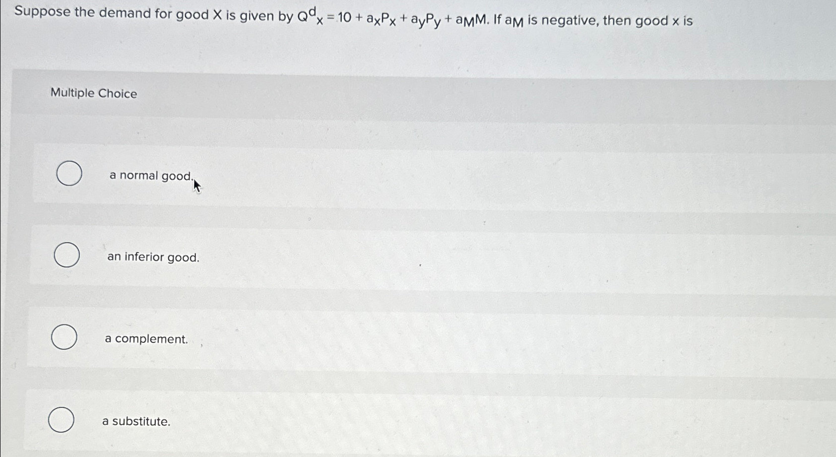 Solved Suppose the demand for good x ﻿is given by | Chegg.com