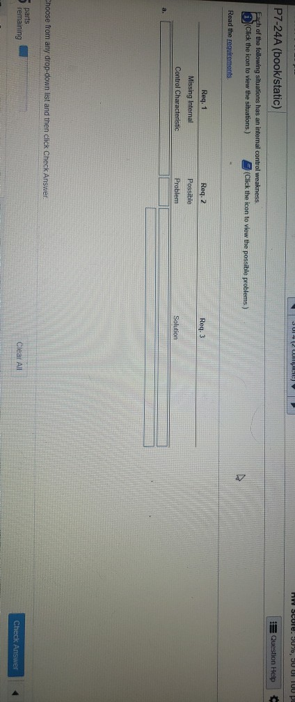 Solved Jumpele HW score. 50%, 50 UI TUU P7-24A (book/static) | Chegg.com
