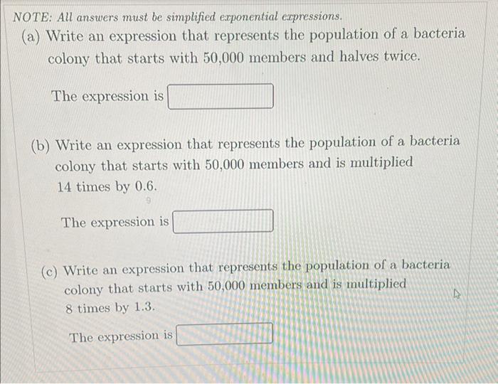 Solved OTE: All answers must be simplified exponential | Chegg.com