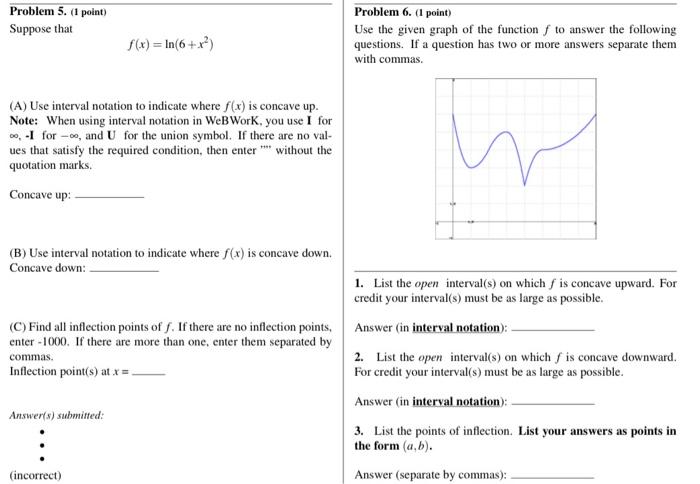 Solved Problem 5. (1 point) Suppose that f(x)=ln(6+x2) (A) | Chegg.com