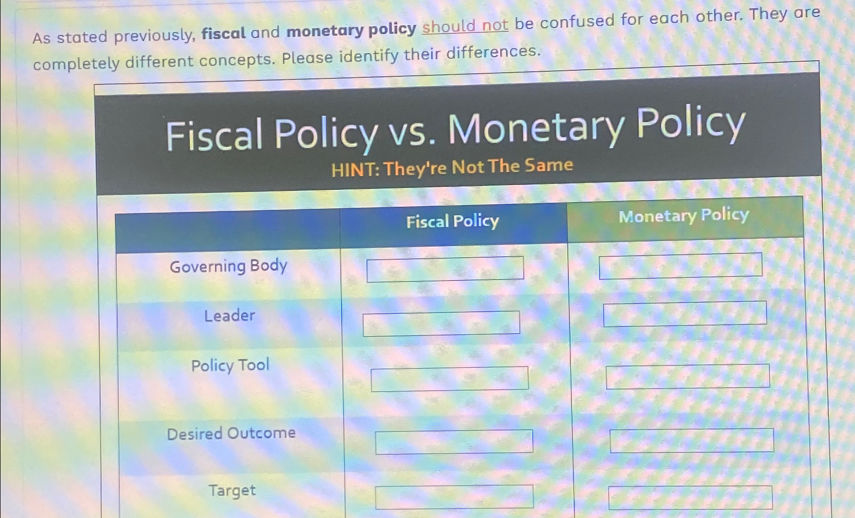 Solved As stated previously, fiscal and monetary policy | Chegg.com