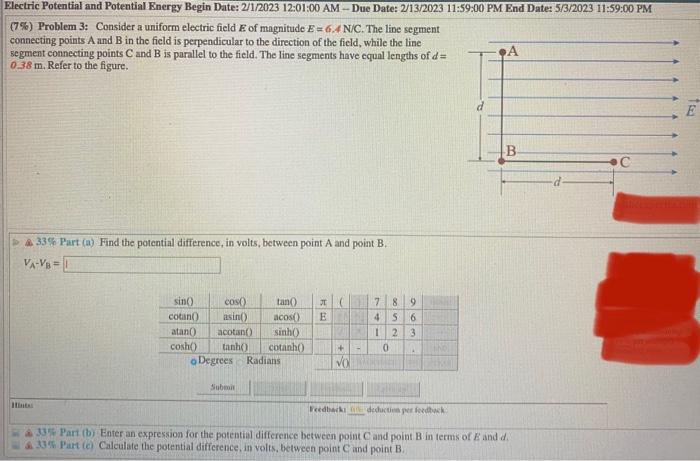 Solved (7\%) Problem 3: Consider a uniform electric field E | Chegg.com