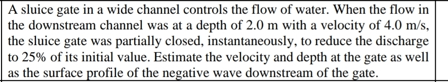 Solved A sluice gate in a wide channel controls the flow of | Chegg.com