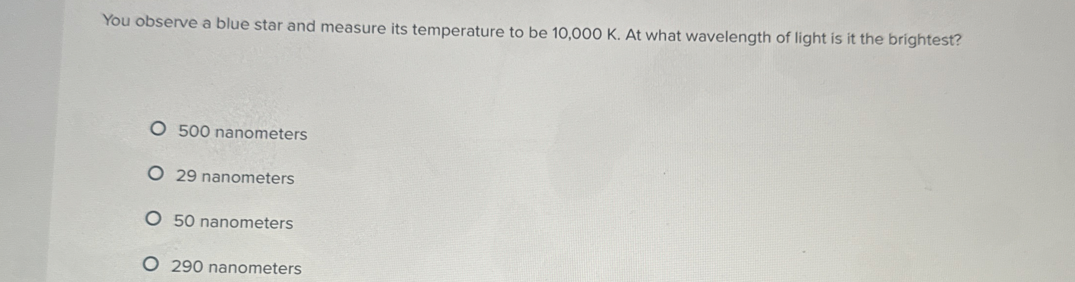 Solved You observe a blue star and measure its temperature | Chegg.com