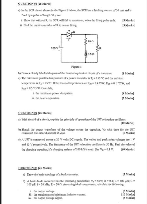 Solved QUESTION ㄹ1 [25 Marks] a) In the SCR circuit shown in | Chegg.com