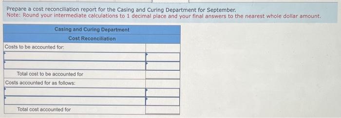 Solved Determine the Casing and Curing Department's | Chegg.com