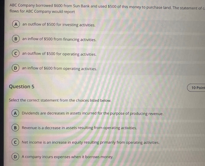 Solved ABC Company borrowed $600 from Sun Bank and used $500 | Chegg.com