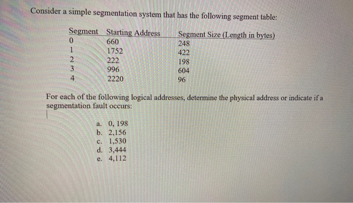 Solved Consider A Simple Segmentation System That Has The 