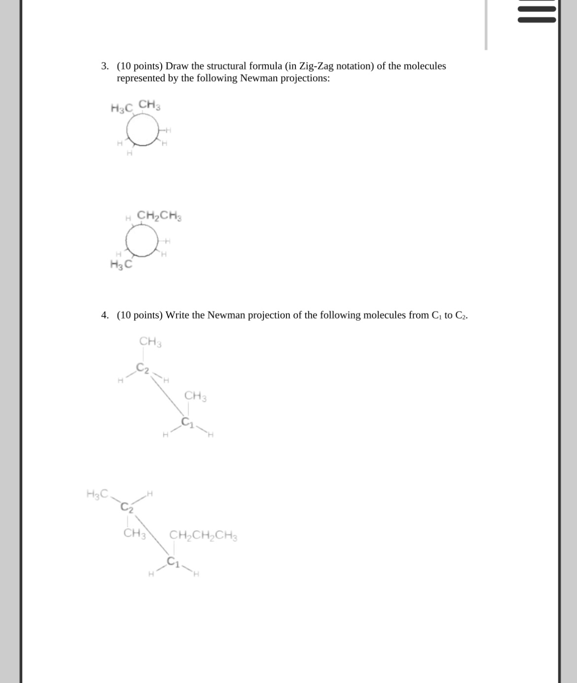 Solved (10 ﻿points) ﻿Draw the structural formula (in Zig-Zag | Chegg.com