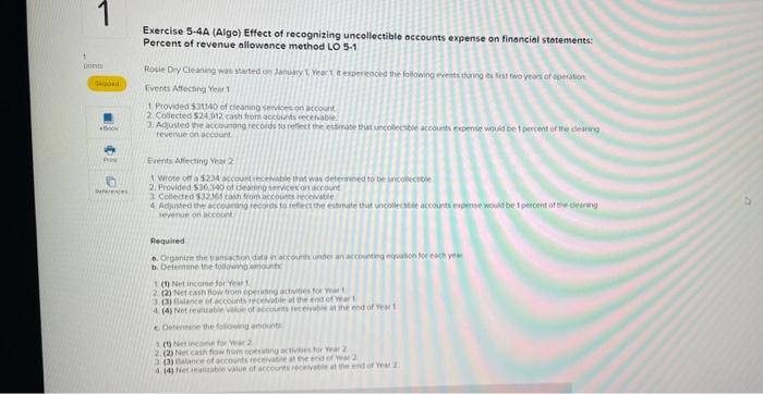 Exercise 5.4A (Algo) Effect of recognizing | Chegg.com