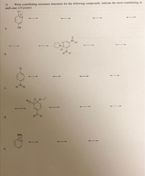 Solved 1) Write contributing resonance structures for the | Chegg.com