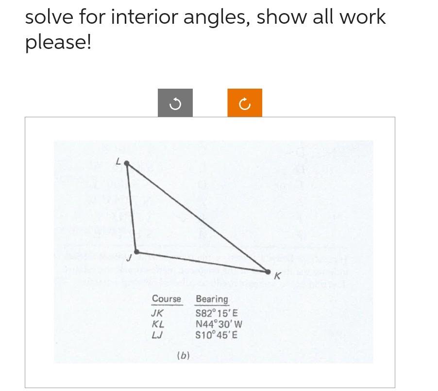 Solved solve for interior angles, show all work please! (b) | Chegg.com