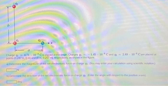 Solved Charge q1=4.71⋅10−8C is placed at the origin. Charges | Chegg.com