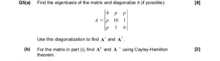 Q5(a) Find the eigenbasis of the matrix and | Chegg.com