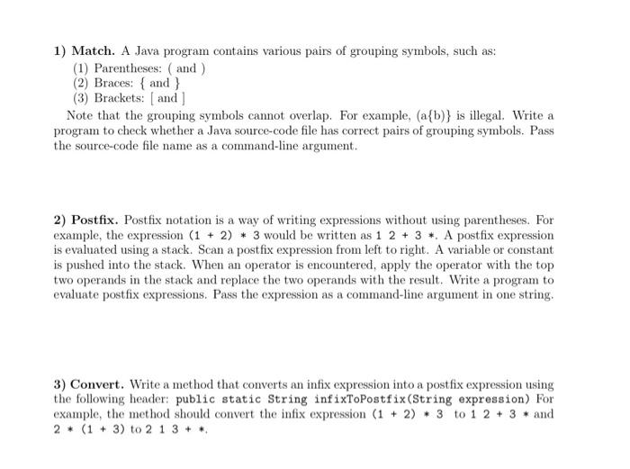 Solved 1) Match. A Java program contains various pairs of | Chegg.com