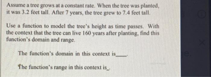 Solved Assume a tree grows at a constant rate. When the tree | Chegg.com