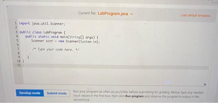 Solved Current file: LabProgram.java - Load default | Chegg.com