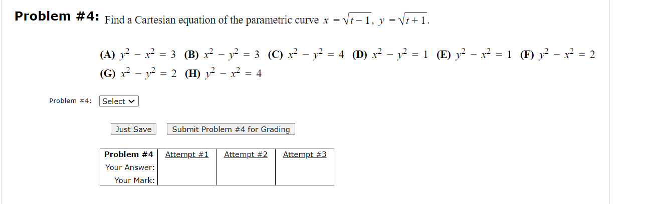 Solved Problem # 4: Find a Cartesian equation of the | Chegg.com