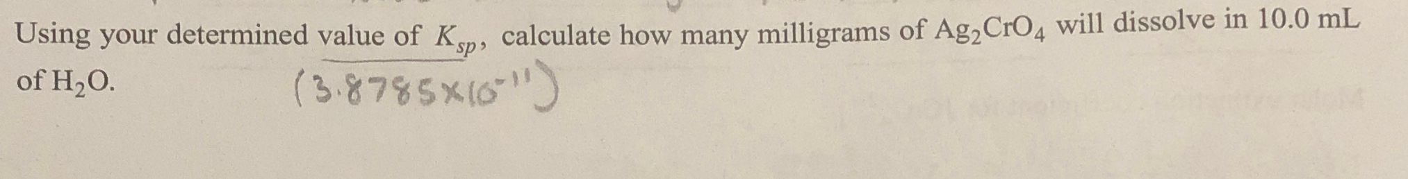Solved Using your determined value of Ksp, ﻿calculate how | Chegg.com