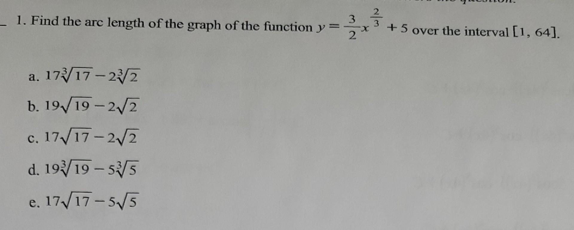 Solved 1. Find the arc length of the graph of the function | Chegg.com