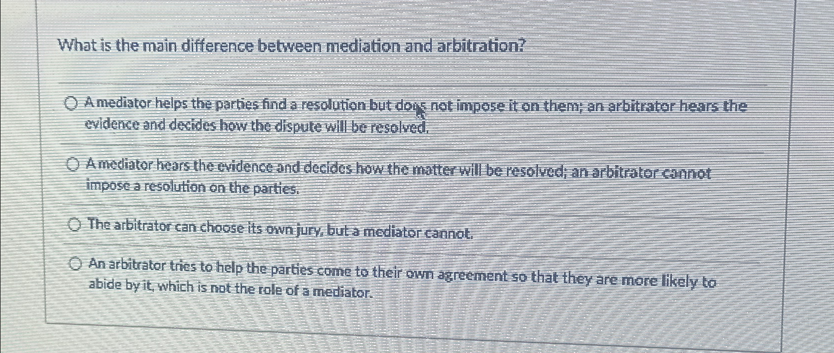 Solved What is the main difference between mediation and | Chegg.com