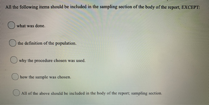 Solved All the following items should be included in the | Chegg.com