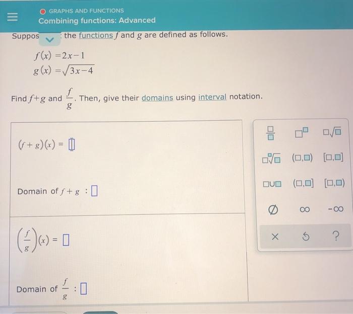 Solved Suppose that the functions f and g are defined as | Chegg.com