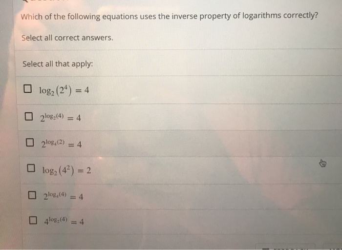 Solved Which of the following equations uses the inverse | Chegg.com