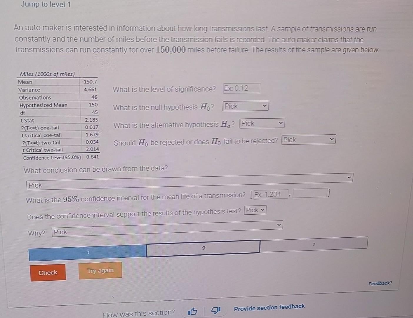Solved An auto maker is interested in information about how | Chegg.com