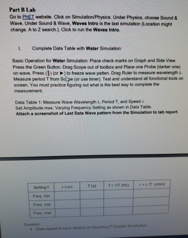 II. Complete Data Table with Sound Simulation: Basic | Chegg.com