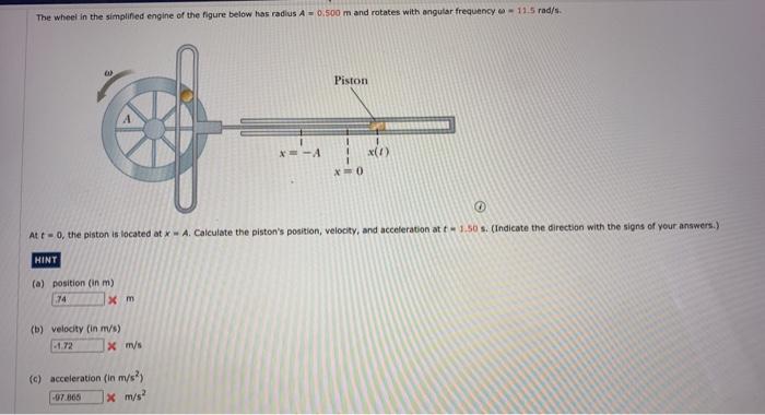 Solved The wheel in the simplified engine of the figure | Chegg.com